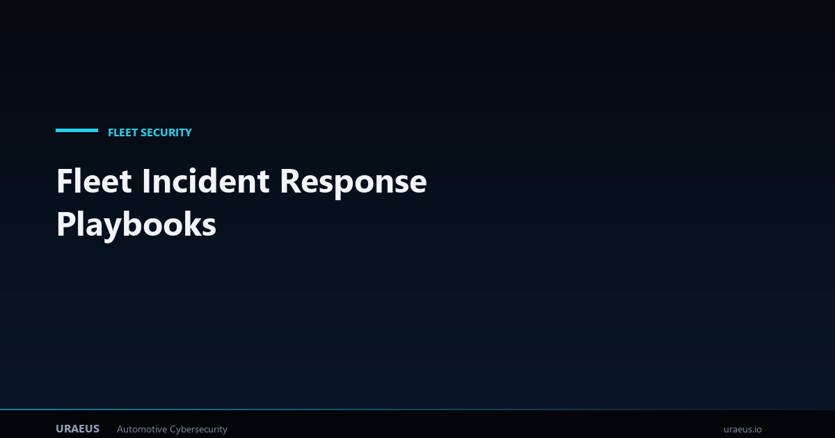 Fleet Incident Response Playbooks | Uraeus